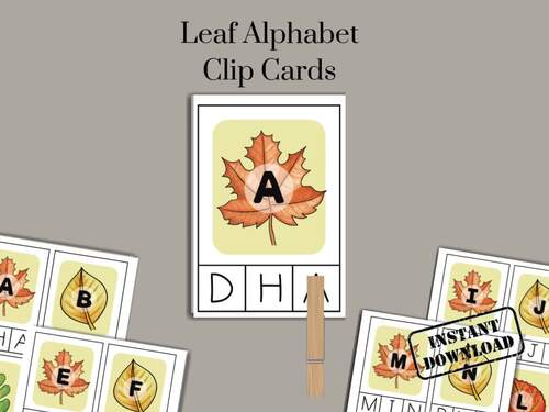Fall Leaf Alphabet Clothespin Clip Cards-Preschool Letter Recognition ...