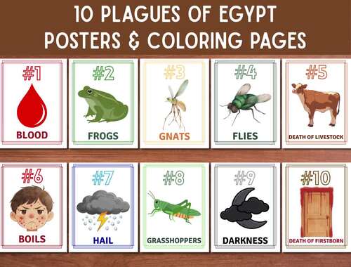 10 Plagues of Egypt Coloring Pages & Posters, Sunday School Activity