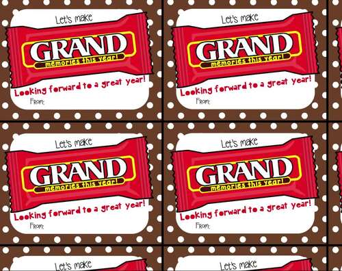 100 Grand Chocolate Beginning of Year Gift Tag- Let's make GRAND ...