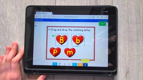 Heart Letter Matching Uppercase and Lowercase Valentine`s Day BOOM CARDS™