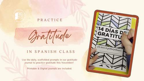 Diario de gratitud - Gratitude journal for Spanish class | TPT