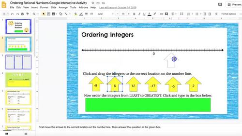 Ordering and Comparing Rational Numbers TEKS 6.2D Digital Activity