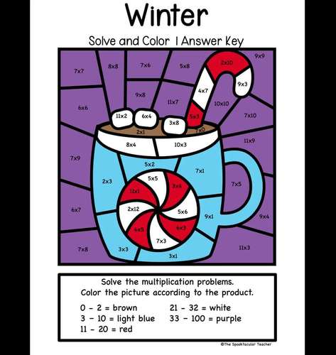 Winter Multiplication Fact Color by Code Worksheets by The Spooktacular ...