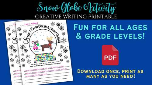 Snow Globe Activity | Christmas Creative Writing Printable | 5 Senses | PDF