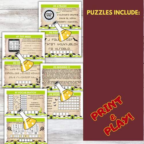 Mad Scientist Halloween Escape Room for Kids, Print & Play Mystery