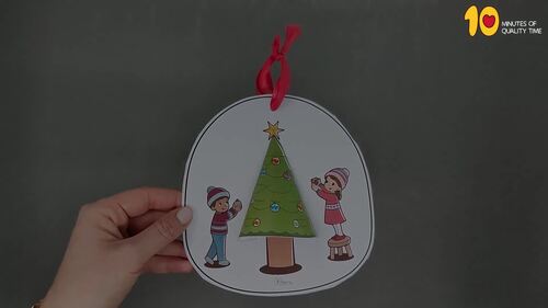 Children Decorating a 3D Christmas Tree Craft by 10 Minutes of Quality Time