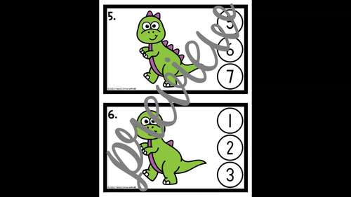 Dinosaurs Math Center Task Cards Counting T-Rex Spikes 0-10 Clip Cards