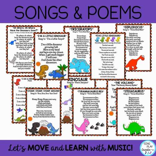 Dinosaur Songs and Poems -Readers Theater, Action Story, and Literacy ...