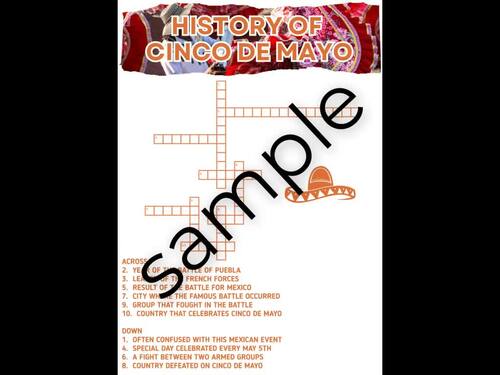 Cinco de Mayo Crossword Puzzles History Traditions Food Drink 2nd-5th Grade