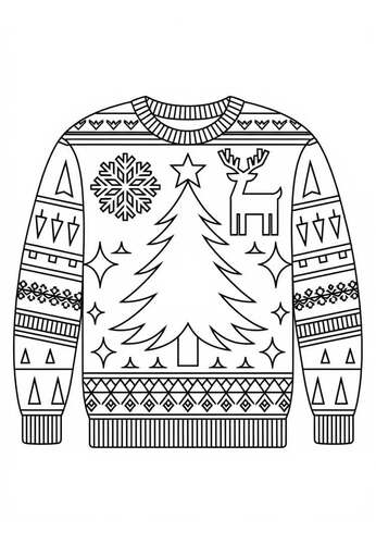 Design Your Own Christmas Jumper / Sweater Coloring Page Printable XMAS ...