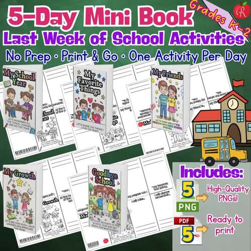 Last Week of School Activities End of Year Mini Books K 2 No Prep ...