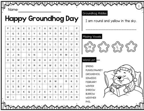 Groundhog Day Word Search Puzzles & Riddles | February Morning Work ...