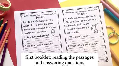 Short Reading Passages and Comprehension Questions Food Themed Booklets
