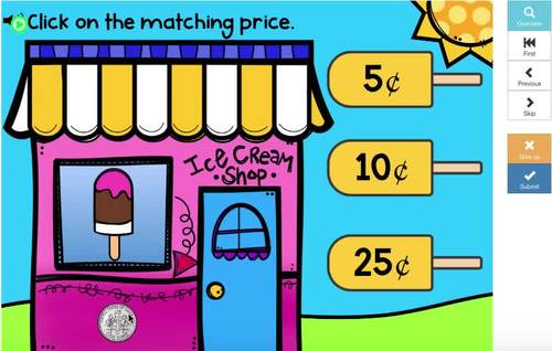 Counting Coins | Dimes & Pennies at the Ice Cream Shop (BOOM CARDS)