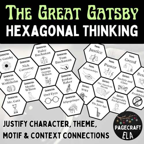 The Great Gatsby Hexagonal Thinking Diagram for Character, Theme ...