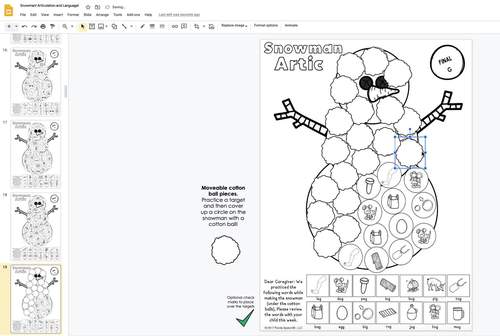 Snowman! Articulation and Language: Speech Therapy Craft + digital option