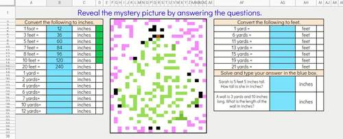 Digital Math Pixel Art | Mystery Picture 4th Grade Customary Length ...