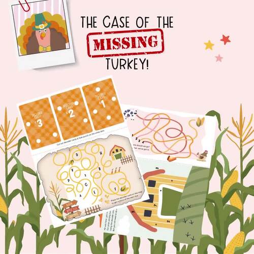 The Case of the Missing Turkey! Thanksgiving Classroom Escape Room Game.