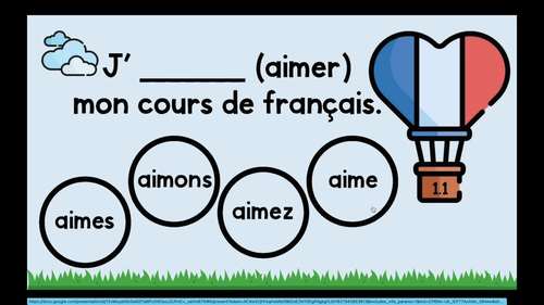 French Google Slides Verb Game! French Verb Activity for -er Verbs