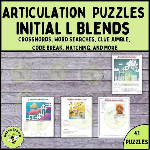 Articulation Puzzles for Initial L Blends | Speech Therapy Activities