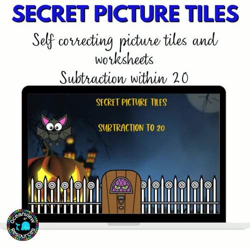 Secret Picture Tiles l Subtraction Facts within 20 worksheets