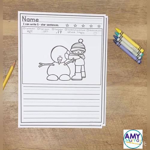 Winter Picture Writing Prompts With Sentence Starters | TPT