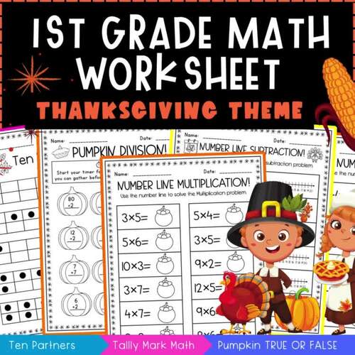 Fall & November Math Worksheets | 1st–2nd Grade Fall Math Centers ...