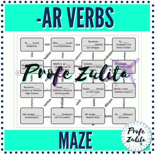 AR Verbs Present Spanish Conjugation Maze Practice | Laberinto PDF ...
