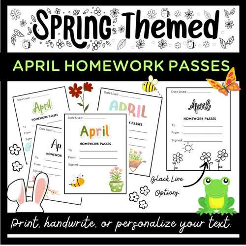 Editable Homework Pass | Spring Themed | April Homework by Storekum