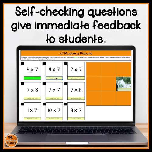 x7 Multiplication Fact Mystery Picture Digital Math Activity for 3rd Grade