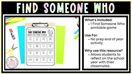 Find Someone Who - End of the Year / Last Week of School Activity