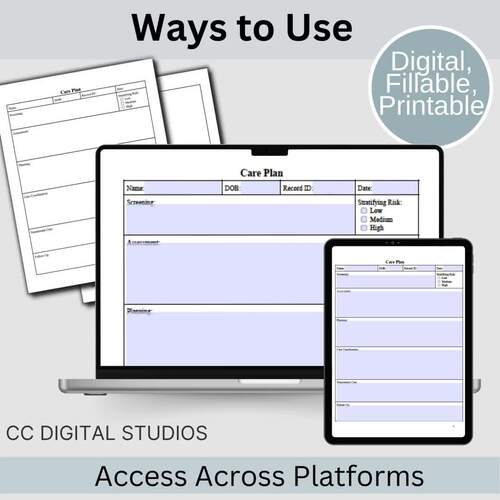 Care Plan Template, Case Manager, Social Worker, School Counselors