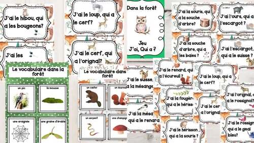French Speaking and Vocabulary JEU "Jai, Qui a ?" LOOP CARDS Dans la Forêt
