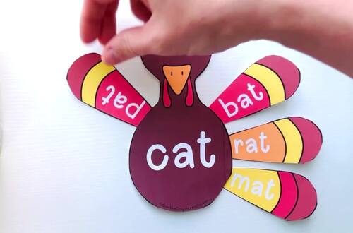 Turkey Rhyming CVC Words – Fall & Thanksgiving Literacy Center for ...