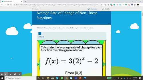 Average Rate of Change of Non-Linear Functions - Microsoft OneDrive ...