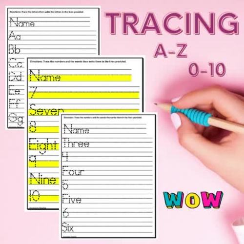 Tracing Letters A-Z and Numbers 0-10 Writing Worksheets by Innovative ...