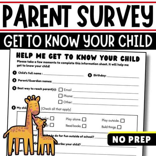 ️Back to School Night Parent Survey Get To Know Your Child Parent ...