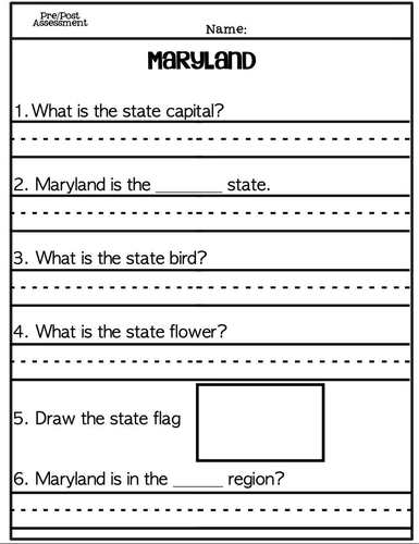 Maryland Print and Go Worksheets Special Education 50 States | TPT