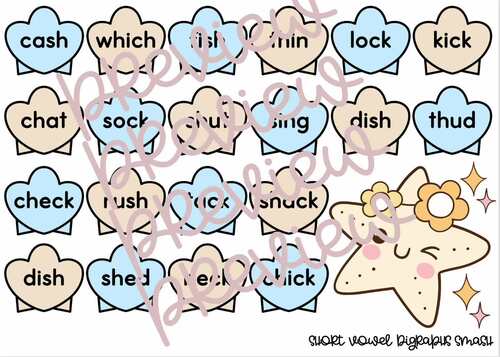Summer Seashells - Short Vowel Digraphs - Smash - Kindergarten Literacy ...