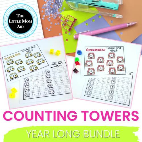 Counting Towers - Counting Math Activity BUNDLE by The Little Mom Aid