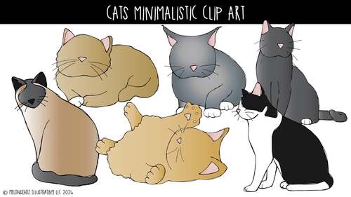 Cat clip art, Minimal Style Mini by Melonheadz Clipart | TPT
