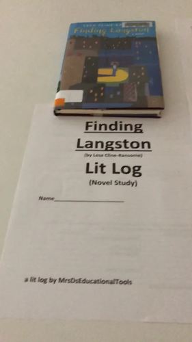 Finding Langston Lit Log (Novel Study) (For Distance or Classroom Learning)
