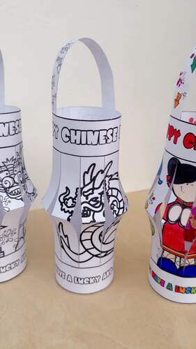 Chinese New Year Paper Lantern & Coloring Craft Activity | Lunar New ...