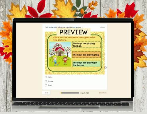 Matching Pictures & Sentences BUNDLE - Fun in the Fall - Google Apps