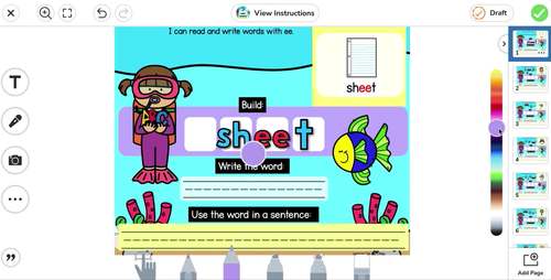 Vowel Teams EE/EA Preloaded Seesaw Digital Word Building | TPT