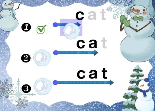 CVC Words Boom Cards Digital Segment & Blend w/ Sound! SNOW themed