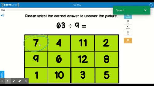 Division Facts March Uncover the Picture Boom Cards - Distance Learning