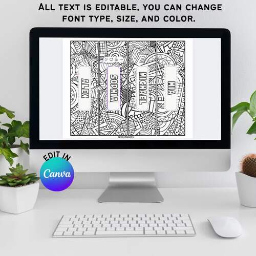 Editable Name Template Bookmarks to Color Custom Student Gift Reward ...