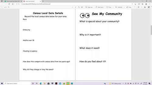 Census Local Level Lesson Activities by Smiling Students Lesson Plans