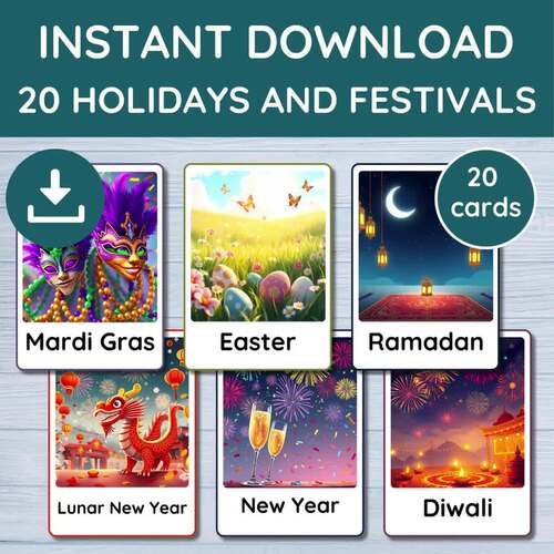 20 World Holidays & Festivals Flashcards Montessori-Inspired Global ...